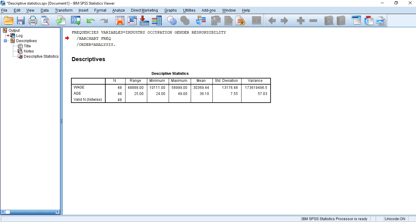 Reporting Descriptive Statistics In Spss