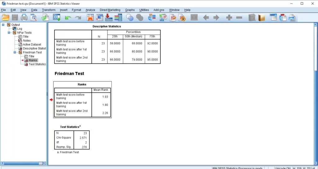 Reporting Friedman Test in SPSS - OnlineSPSS.com